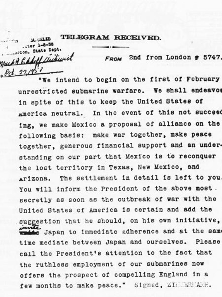 Remembering the Zimmermann Telegram and the U.S. Entry Into World War I ...